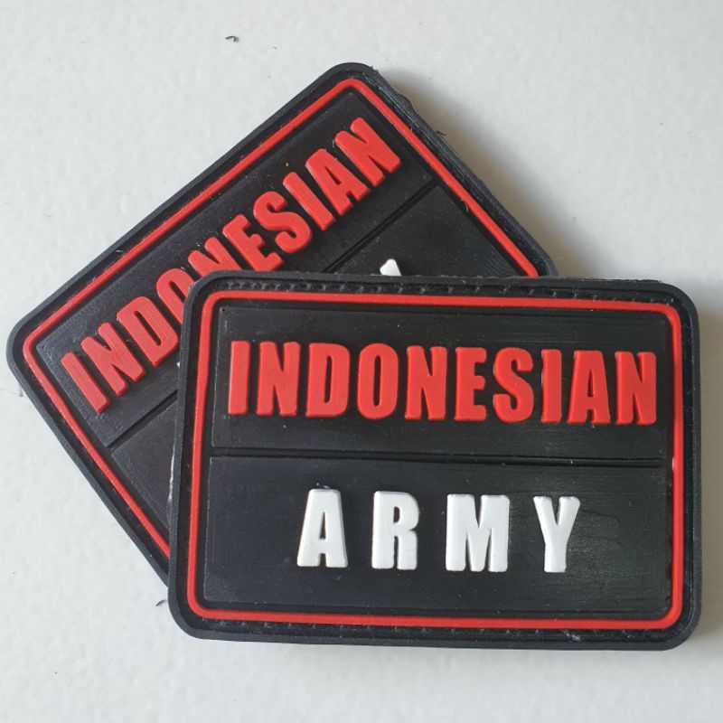 Jual PATCH RUBBER INDONESIAN ARMY DASAR HITAM/TEMPELAN EMBLEM KARET ...