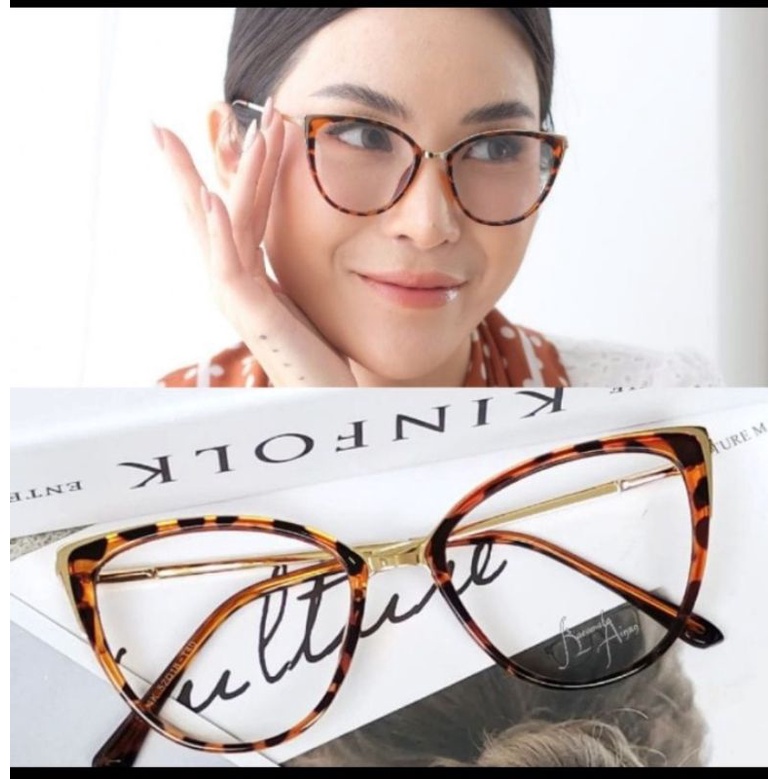 Jual frame kacamata wanita model cat eye 5234 lensa standar/blueray ...