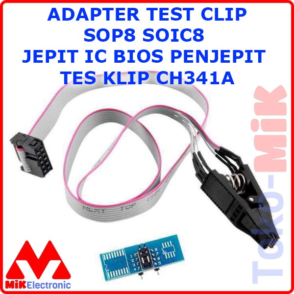 Jual ADAPTER TEST CLIP SOP8 SOIC8 JEPIT IC BIOS PENJEPIT TES KLIP ...