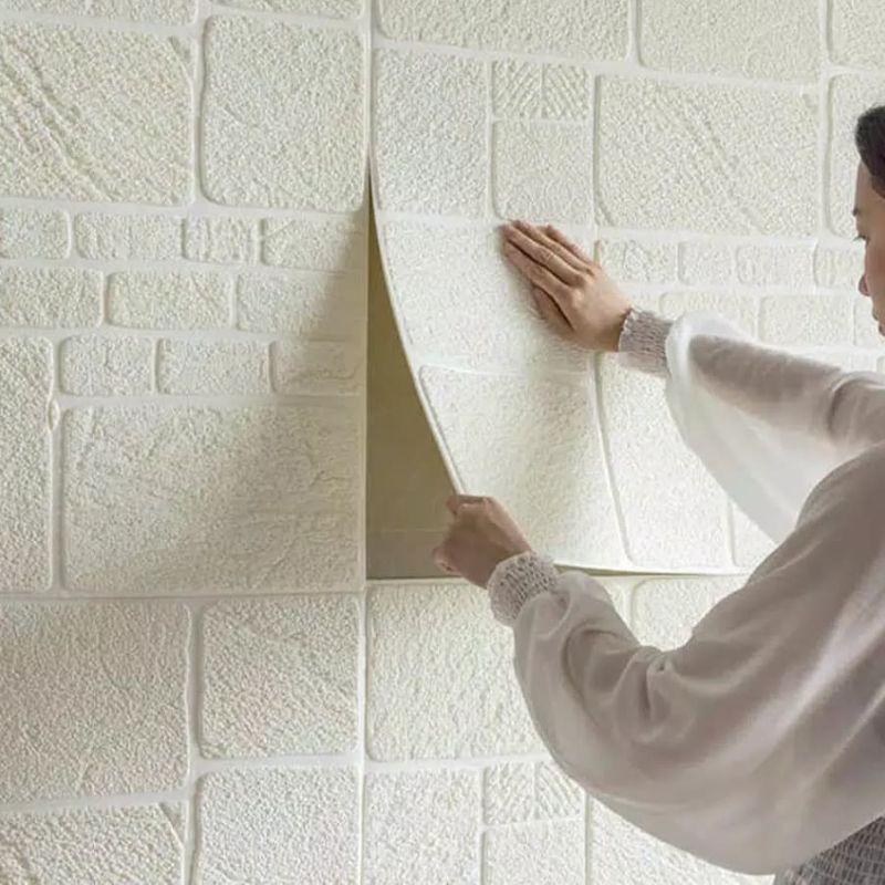 Jual wallpaper sticker foam 3D permukaan timbul motif batu alam putih ...