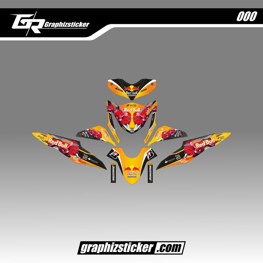 Jual DECAL STICKER MOTOR HONDA BEAT MOTIF RED BULL | Shopee Indonesia