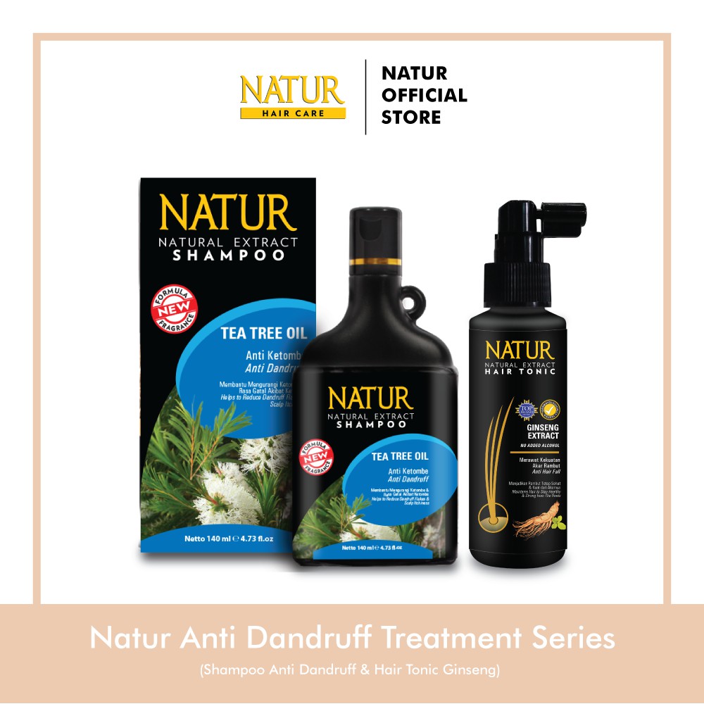 Jual Natur Anti Dandruff Treatment Series (Shampoo TTO + Hair Tonic ...