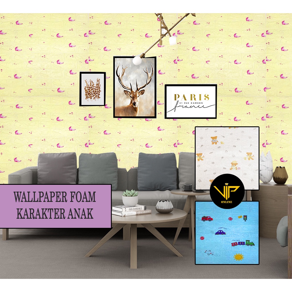 Jual VIP Wallpaper Foam 3D Dinding Karakter Anak Wall paper Foam Stiker ...