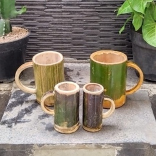 Jual Gelas Bambu Gelas Mug cangkir Bambu asli tradisional | Shopee ...