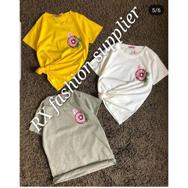 Jual ReX FASHION KAOS WANITA DONAT TEE BAHAN SPANDEX UKURAN ALLSIZE FIT ...