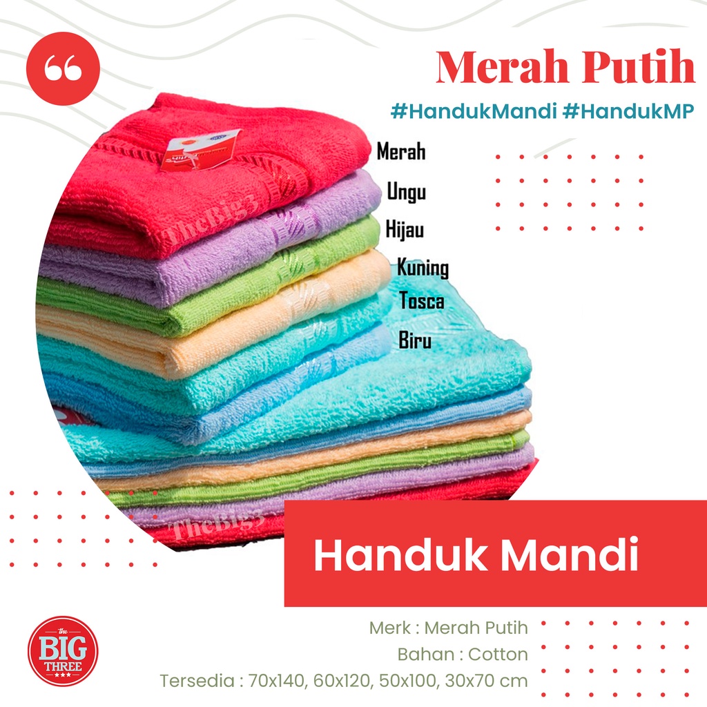 Jual Handuk MERAH PUTIH ukuran 70x140 / 60x120 / 50x100 cm Jumbo Handuk ...