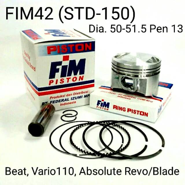 Jual Piston set Original 100% FIM beat vario 110 revo babs blade scoopy ...