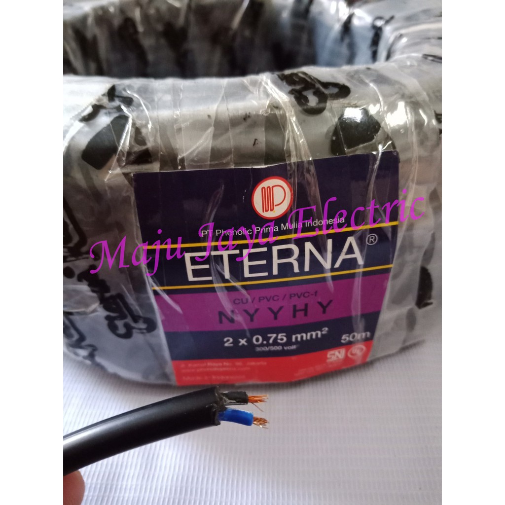 Jual Kabel Eterna NYYHY 2X0.75 Serabut Tembaga Isi 2 Hitam Per 50 M Meter | Shopee Indonesia