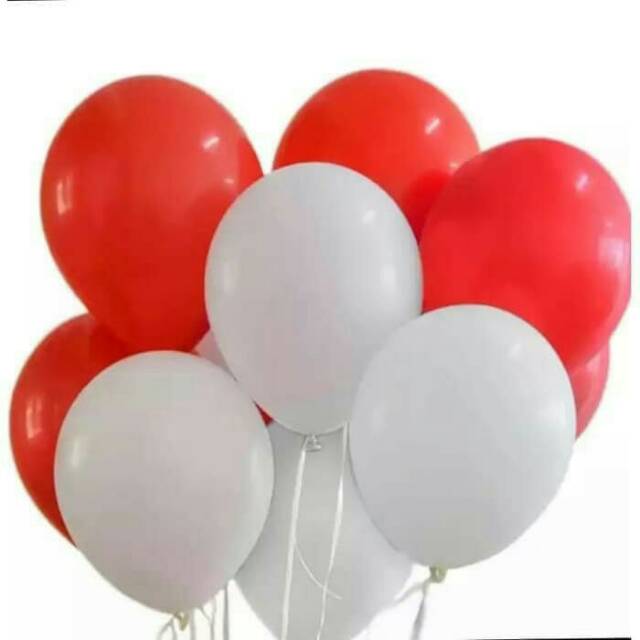 Jual Balon Latex Merah Putih isi 50 Pcs / Balon Merah Putih Metalik ...