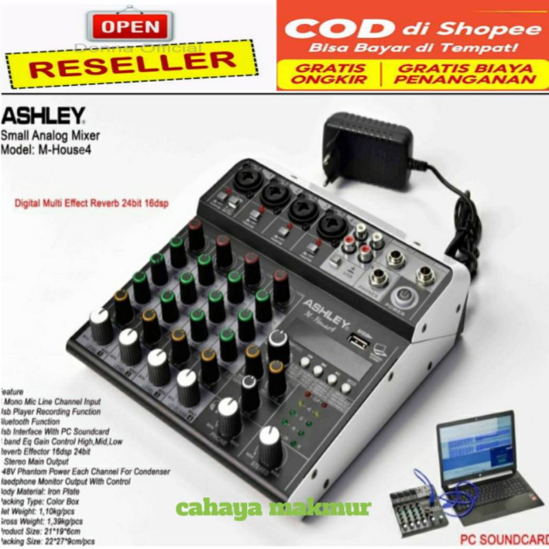 Jual mixer ashley m house 4 original 4 channel bluetooth PC soundcard | Shopee Indonesia