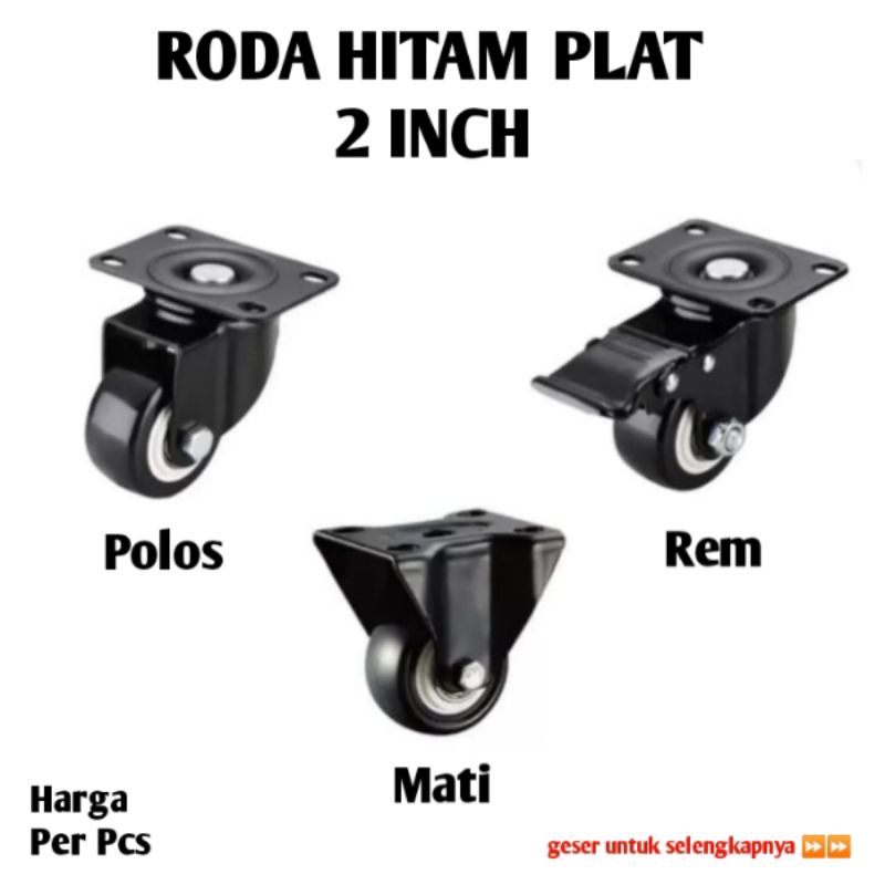 Jual Roda Hitam Plat Caster Per Pcs 2 Inch" , Roda Etalase | Shopee ...