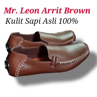 Jual LEON ARRIT - Sepatu Formal kerja pria pantofel Casual Slip On Slop ...
