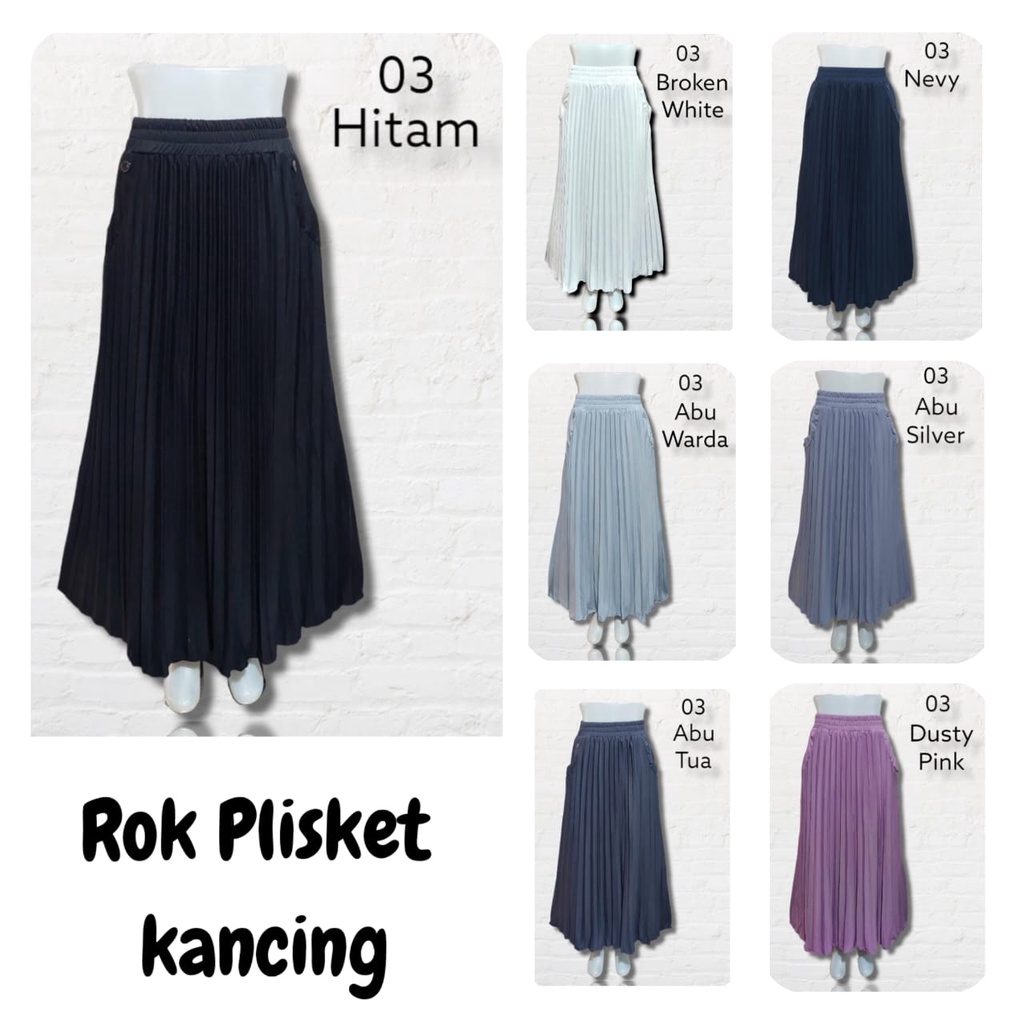 Jual D-03 Rok Polos kancing + saku /Rok Plisket panjang Rok muslim/Mayung/Payung Terbaru ...