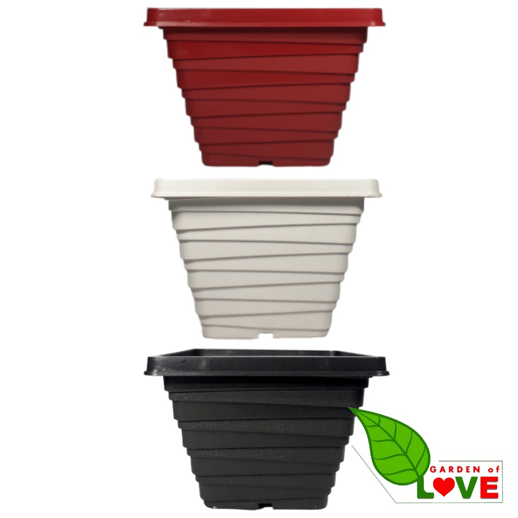 Jual Pot Kotak Persegi Putih Hitam Besar 8 15 20 21 25 40 Pot Bunga ...