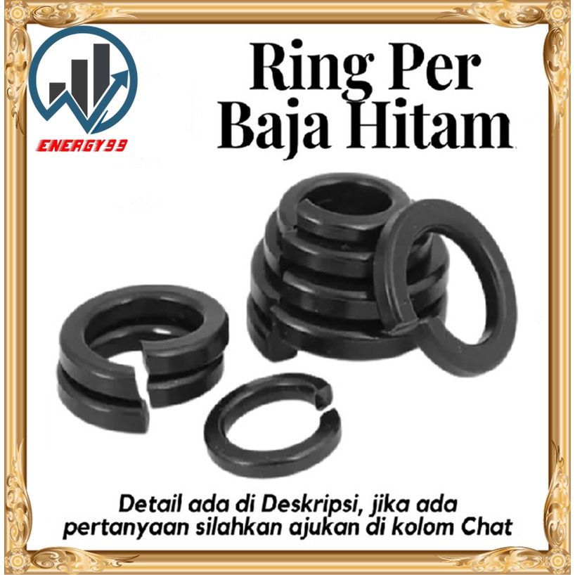 Jual M8 - RING PER BAJA HITAM - SPRING WASHER | Shopee Indonesia