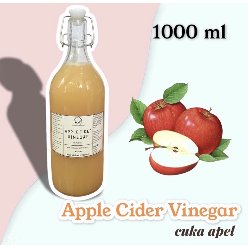 Jual Apple Cider Vinegar (Cuka Apel) with 'Mother' 1000ml | by Rumah Fermentasi | Shopee Indonesia
