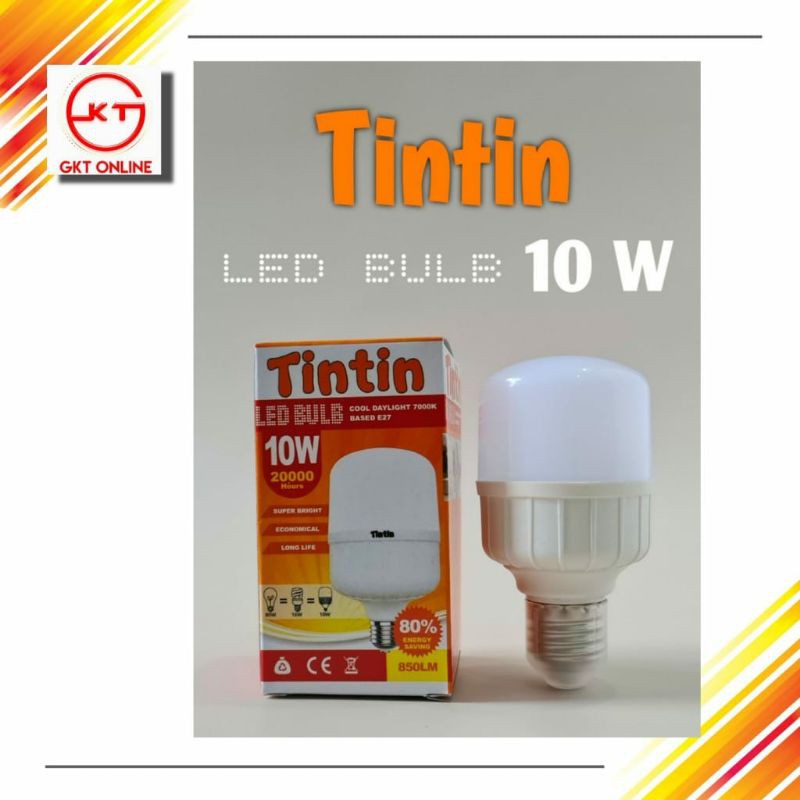 Jual Lampu LED Bulb 10 Watt TinTin Bohlam Tabung Cool Daylight Cahaya Putih | Shopee Indonesia