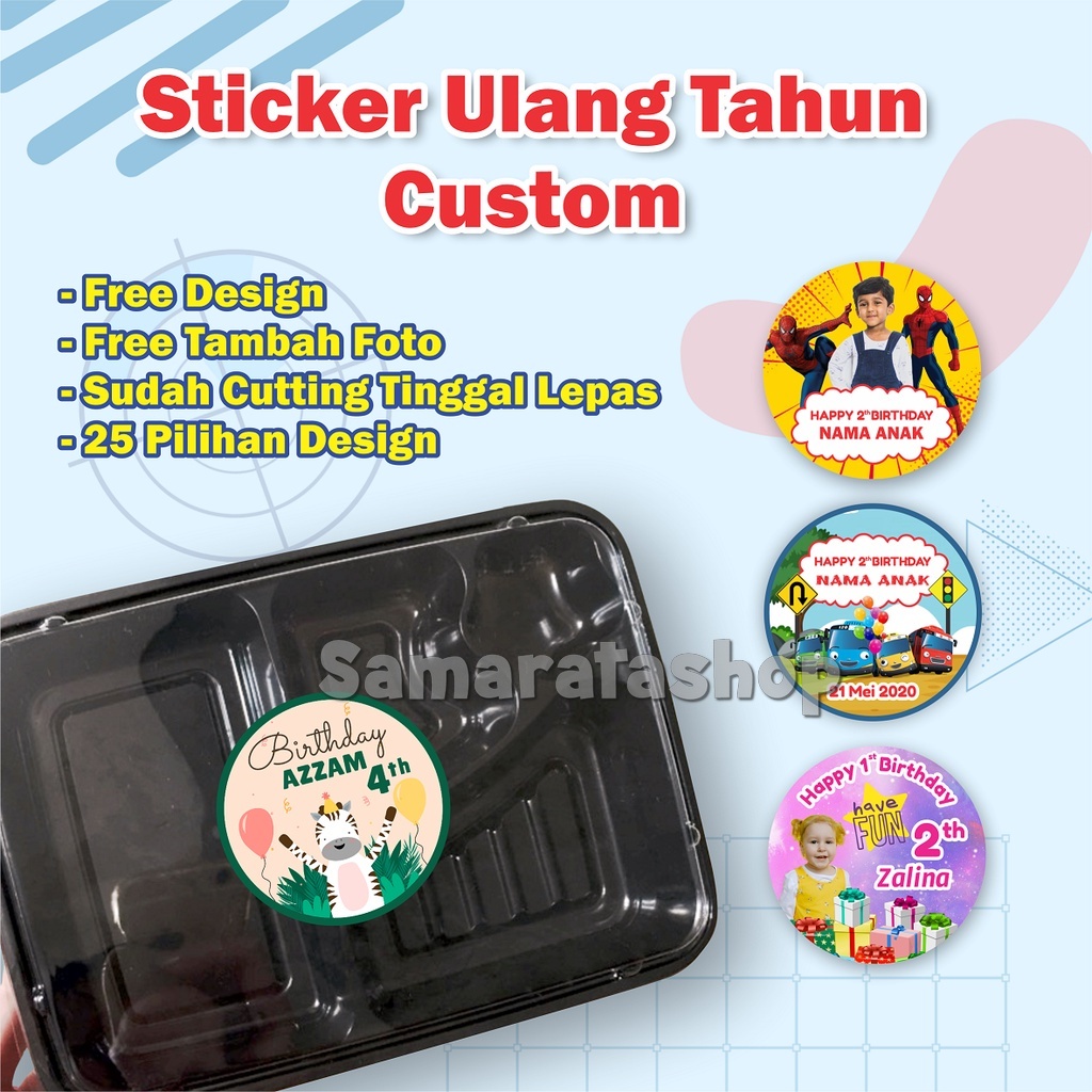 Jual Sticker Ulang Tahun Anak Bento Stiker Ulang Tahun Anak Custom Foto ...