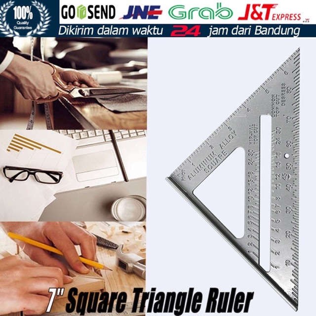 Jual Penggaris Siku Segitiga Aluminium 7inch Speed Square Right Angle ...