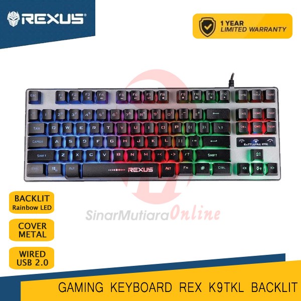 Jual Keyboard Gaming REXUS REX K9TKL Backlit Rainbow LED Floating ...
