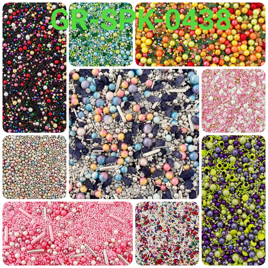 Jual GR-SPK-0438 Sprinkles 1 kg bintang hati gold silver pastel unicorn ...