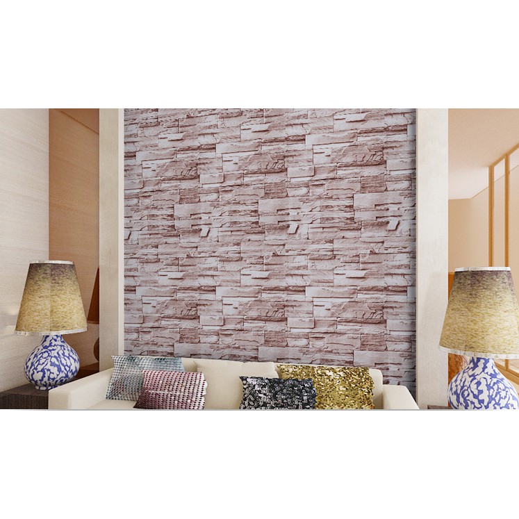 Jual Wallpaper sticker uk: 45 cm x 9 meter, Batu Alam 3 DIMENSI ...
