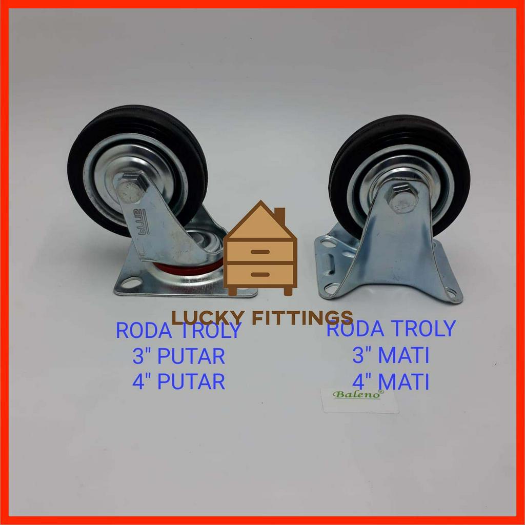 Jual Roda Troli 3” inch MATI / Caster Troly HItam Trolley Etalase ...