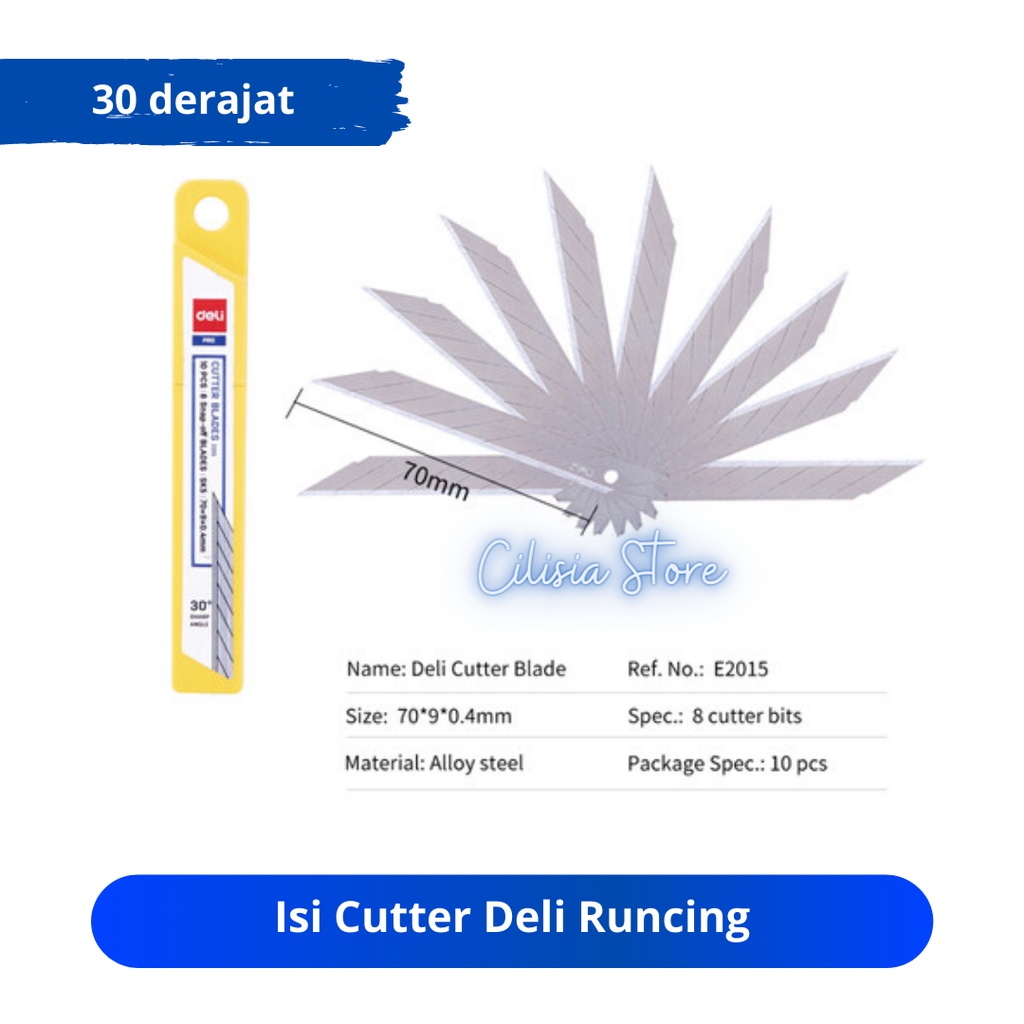 Jual Isi Cutter Deli Runcing 30 Derajat / Deli Refill Cutter | Shopee ...