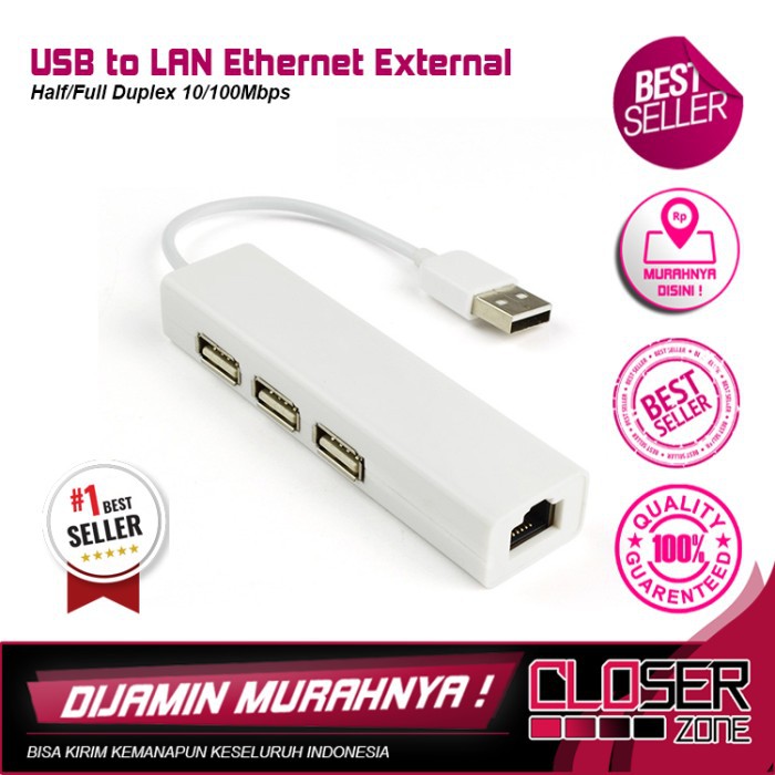 Jual USB to LAN Ethernet External Network Card with USB Hub - 8152 ...