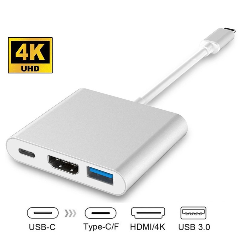 Jual CONVERTER KONEKTOR USB TYPE C TO 3 in 1 HDMI CONVERTER USB 3.0 ...