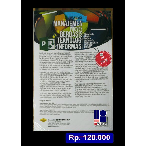 Jual MANAJEMEN PROYEK BERBASIS TEKNOLOGI INFORMASI REVISI KEDUA ...