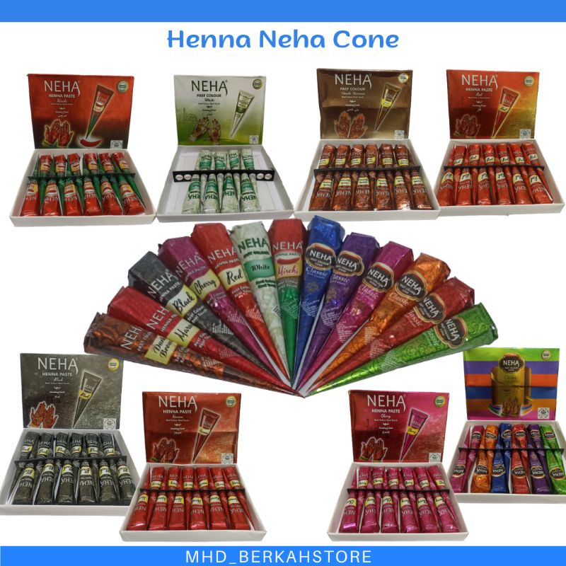 Jual [8Warna] Henna Neha cone / hena /tato kuku nail dan kulit 25gr ...