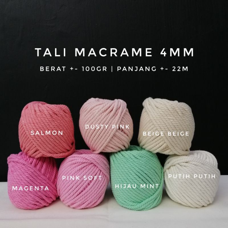 Jual Tali Katun Warna 4mm 22 meter / Tali Macrame / Tali Makrame ...