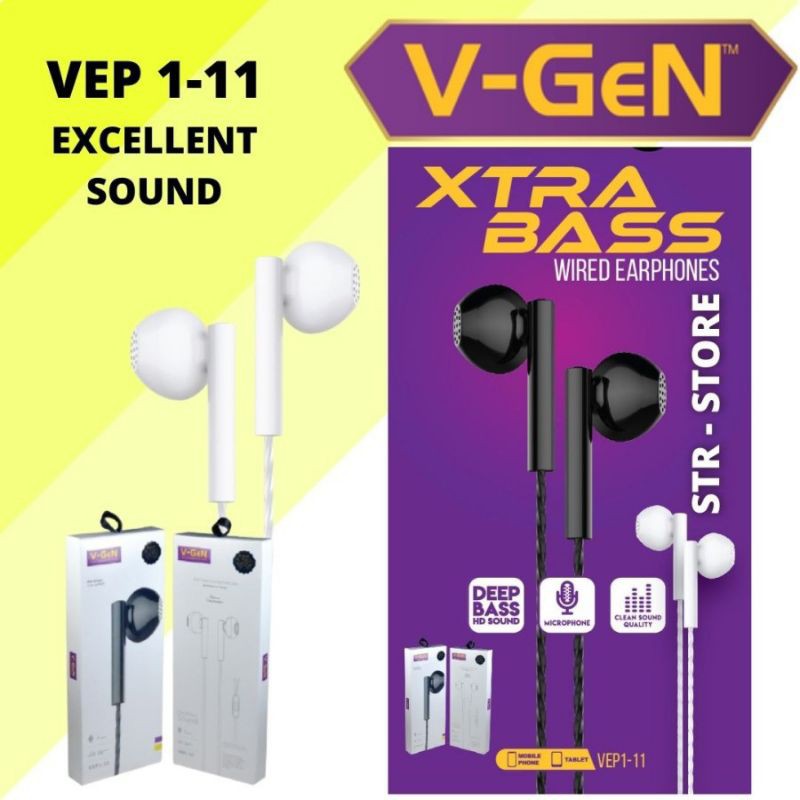 Jual Handsfree V-GeN VEP1-11 Wired Earphone Headset Stereo Sound VGEN ...