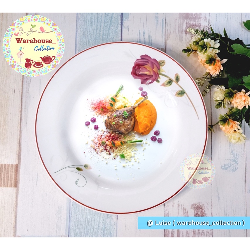 Jual piring makan keramik / piring ceper 10,5" golden rose (26 cm ...