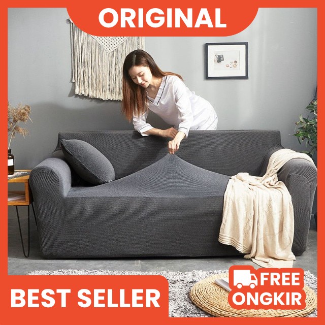 Jual Cover sofa Anti Slip Penutup Sofa Tebal Sarung Sofa Warna Solid ...