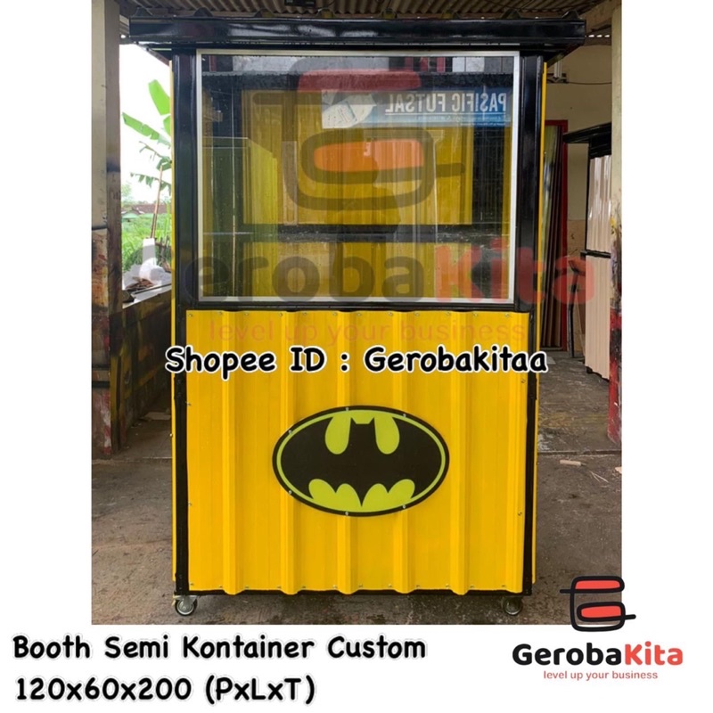 Jual booth semi container jualan ukuran 120x60x200 custom kaca/ gerobak ...