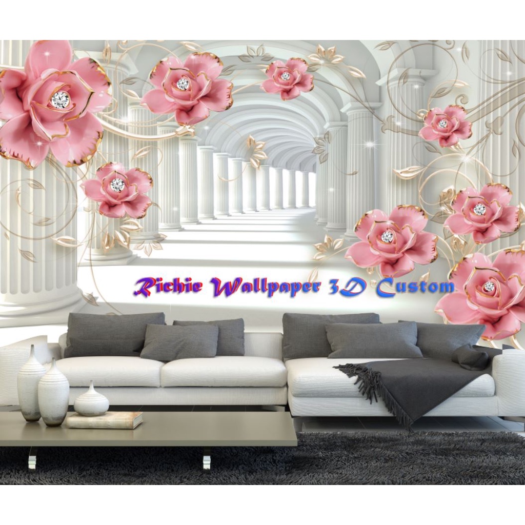 Jual Wallpaper Dinding 3D Custom Banner Motif Bunga | Shopee Indonesia