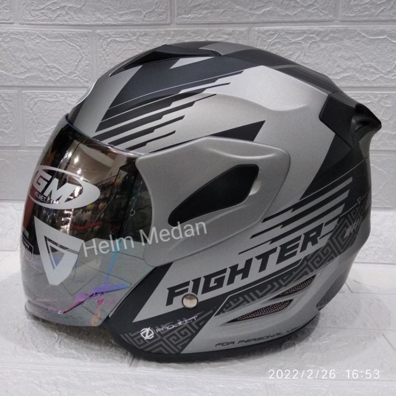 Jual Helm GM Fighter Original Zigo Grey Black Doff | Shopee Indonesia