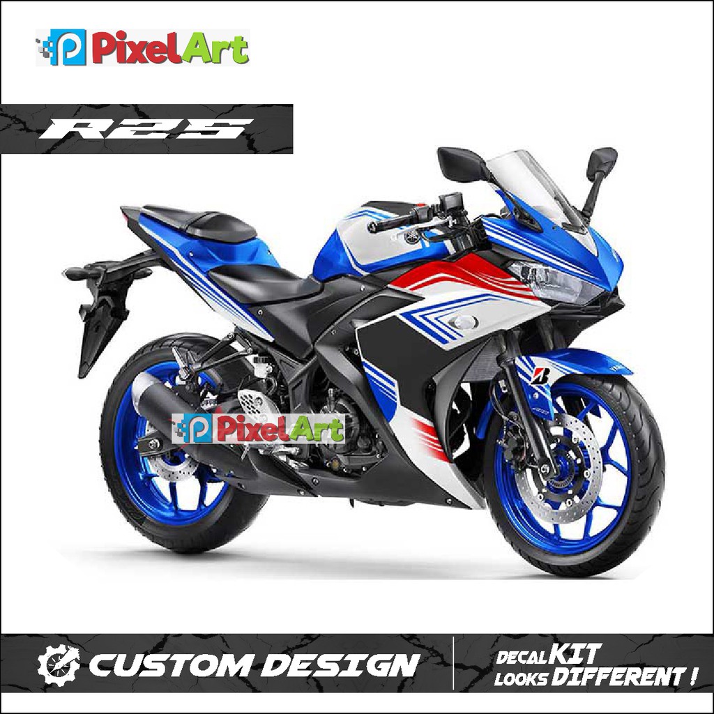 Jual STICKER DECAL MOTOR YAMAHA R25 STIKER MOTIF GRAFIS BIRU FULL BODY ...