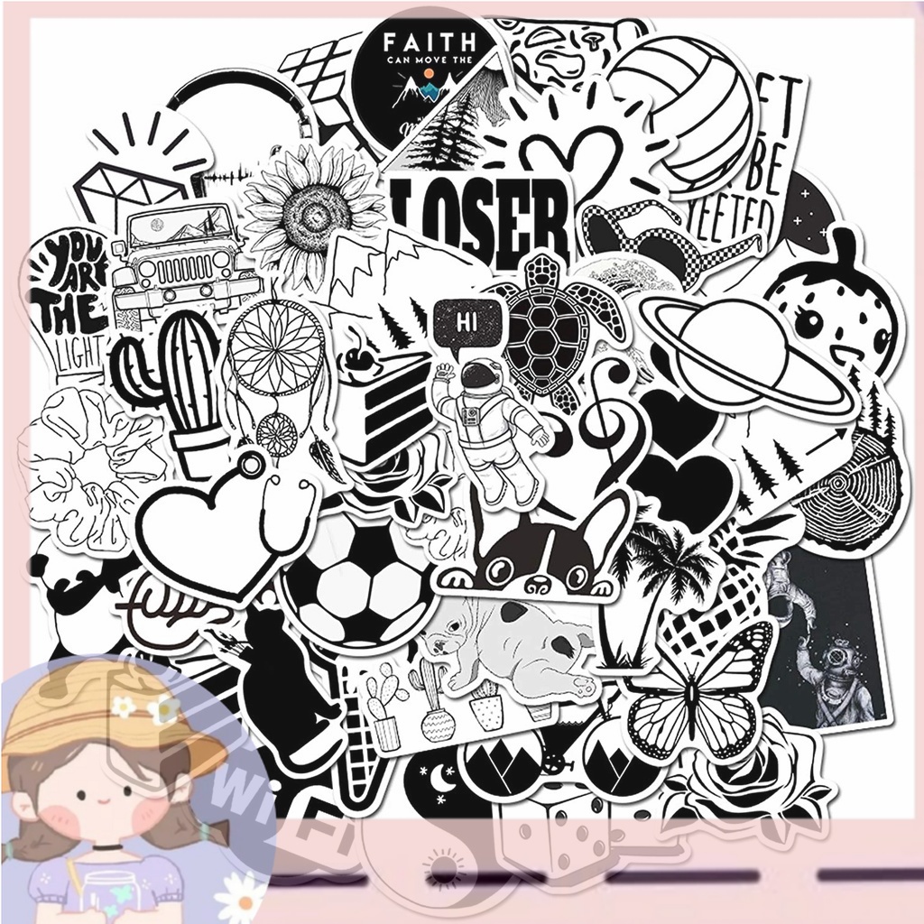 Jual PROMOStiker Aesthetic Tumblr Random Hitam Putih Murah ( Minimal ...