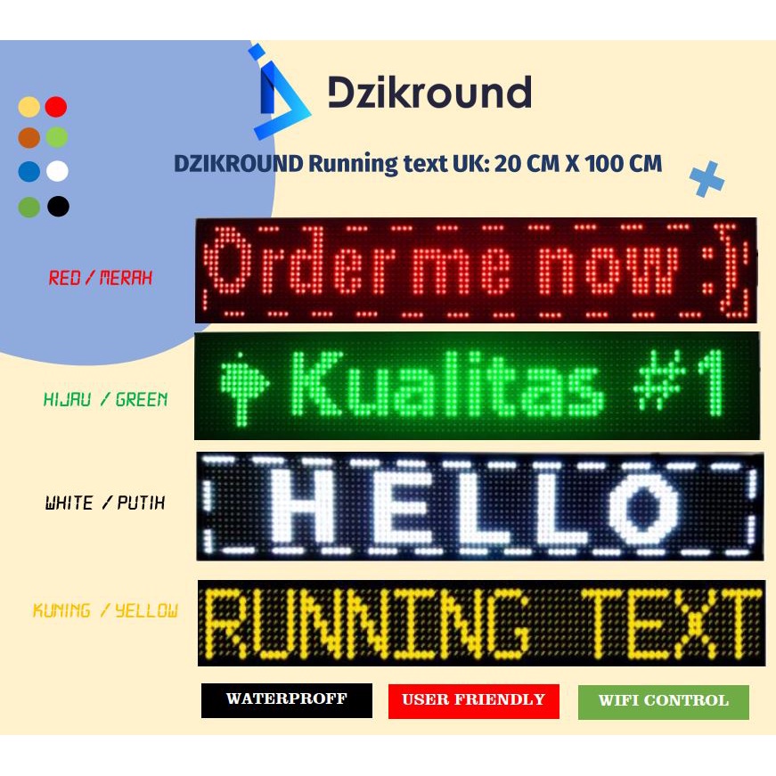 Jual Running Text Outdoor uk 100x20cm Single Colour wifi control ...