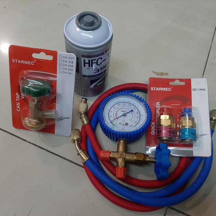 Jual paket isi freon AC mobil kulkas manifold selang adaptor selang ...