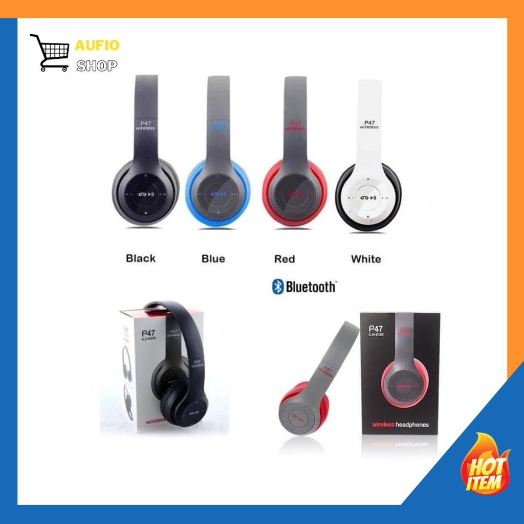 Jual Headset Bando Bluetooh P47 Super BASS Wireless Headphone | Shopee ...