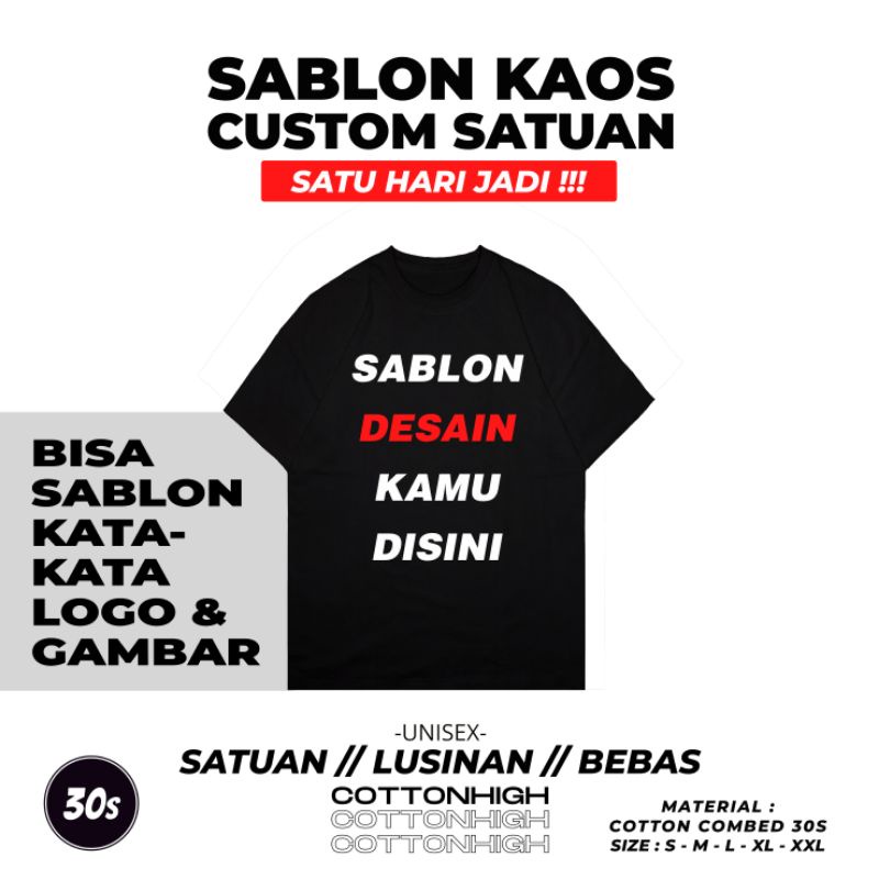 Jual Kaos sablon custom desain sendiri foto,nama dan gambar | Shopee ...