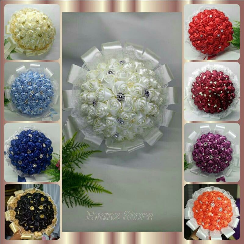 Jual BUKET BUNGA Satin KF- BUNGA TANGAN PENGANTIN-HAND BOUQUET-WEEDING ...