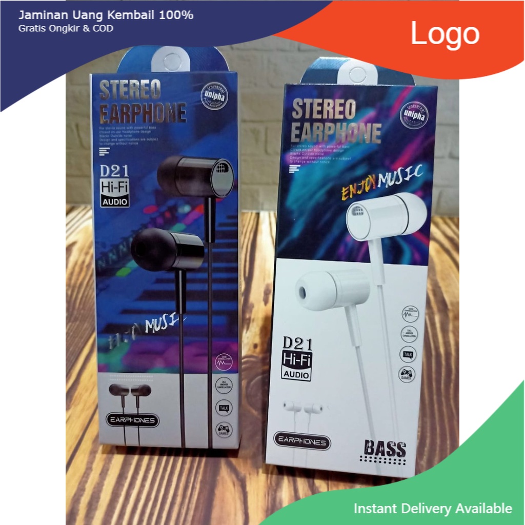 Jual Hf Handsfree D21 Earphone/ Headset Extra Bass | Shopee Indonesia