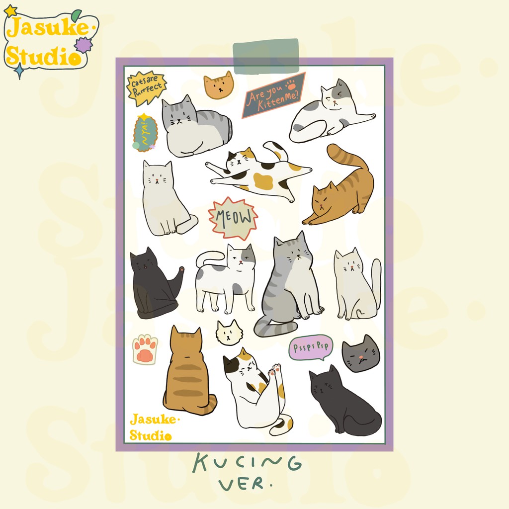 Jual Sticker Sheet A6 - Kucing Version Stiker | Shopee Indonesia