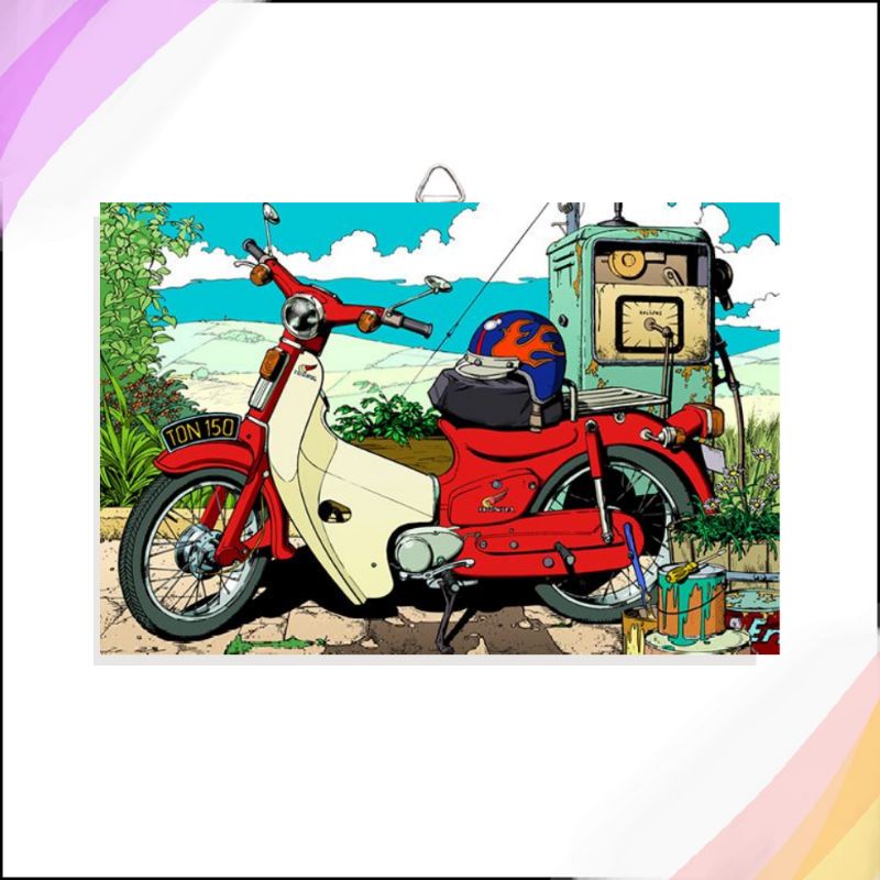 Jual poster hiasan dinding motor clasik C70/Vespa murah meriah cocok ...