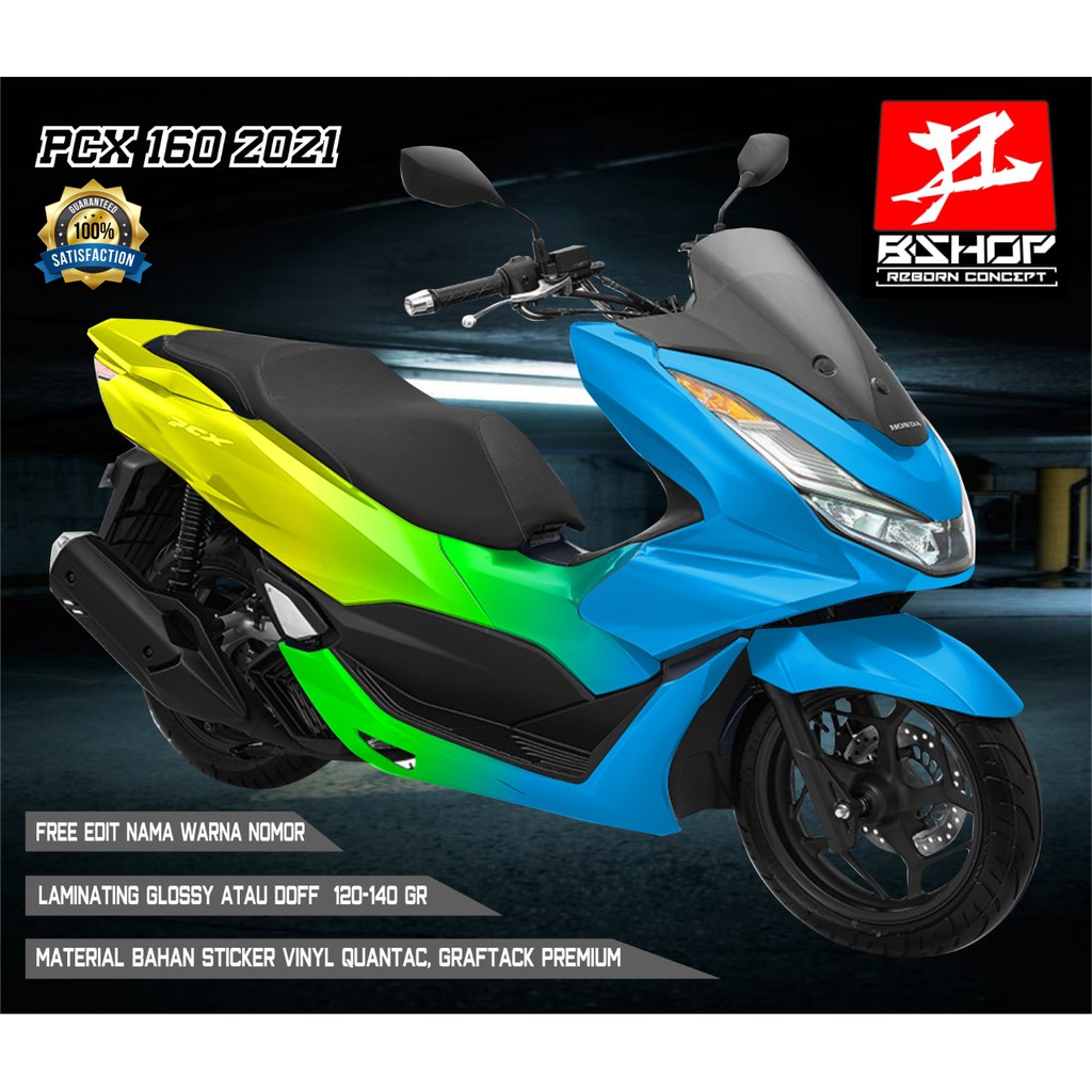 Jual Stiker Decal Full Body Honda PCX Motif gradasi kuning-hijau-biru ...